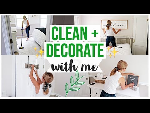 CLEAN + DECORATE WITH ME! NEW FARMHOUSE BOHO DECOR SMALL GUEST BEDROOM EXTREME MAKEOVER | Brianna K