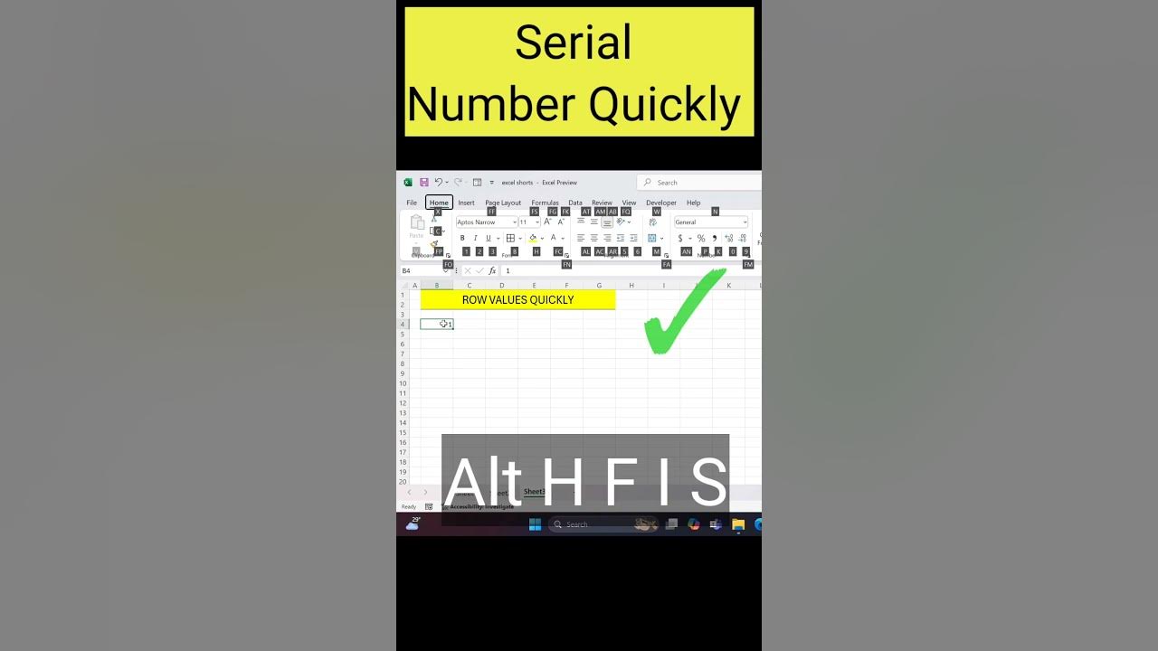 Generate Series Number Quickly | Excel For Freshers #exceltips - YouTube