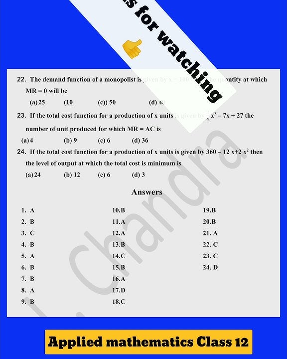 Applied mathematics|CLASS 12|Marginal cost, marginal revenue, Cost functions, Profit functions ...