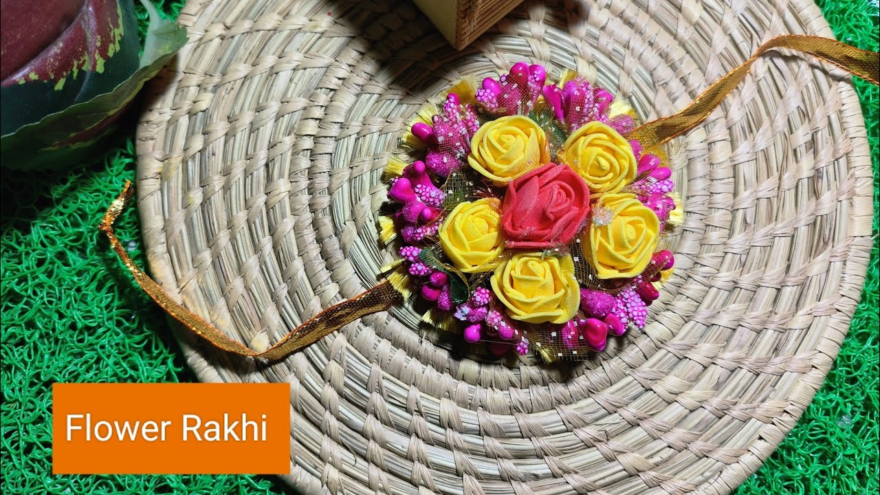 How to make Flower Rakhi/Easy rakhi making/কিভাবে বাড়িতে রাখি বানাবেন ...