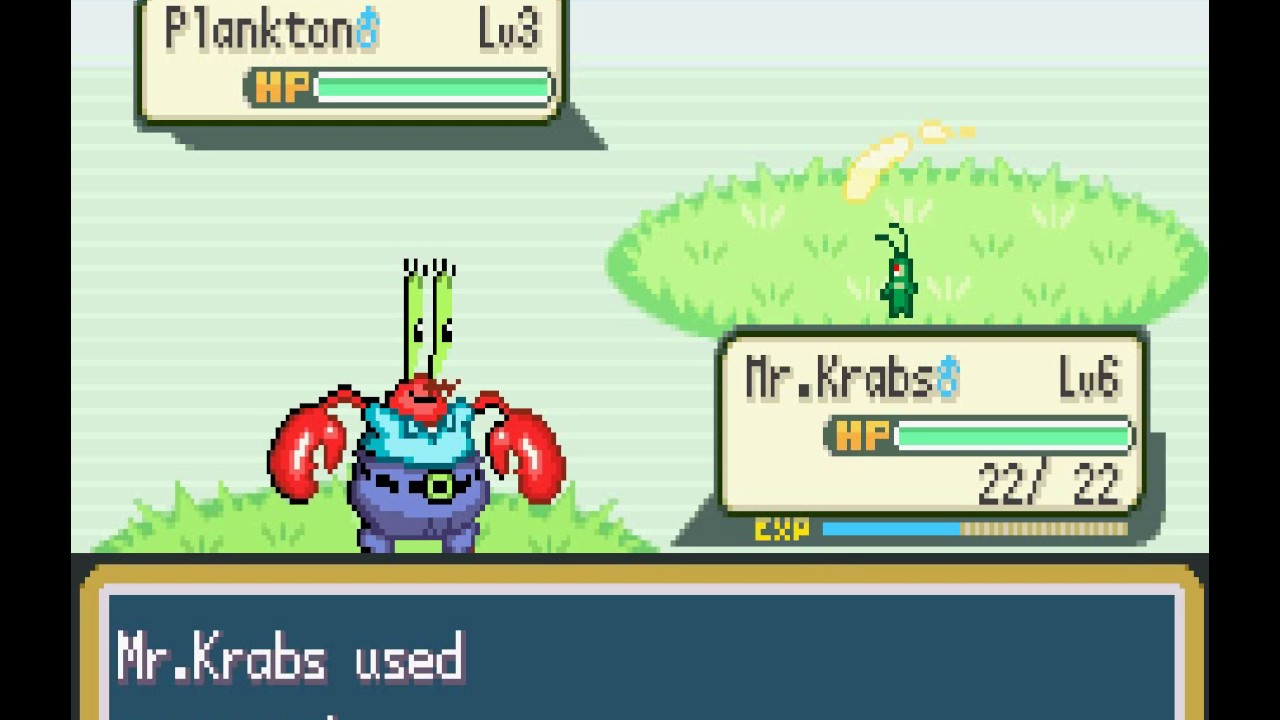Mr.Krabs vs Plankton Pokémon FireRed Hack - YouTube