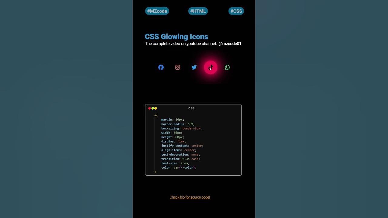 Social Media Glowing Icons / CSS Tips and Tricks 🔥#css #coding #shorts #webdesign #cssshorts # ...