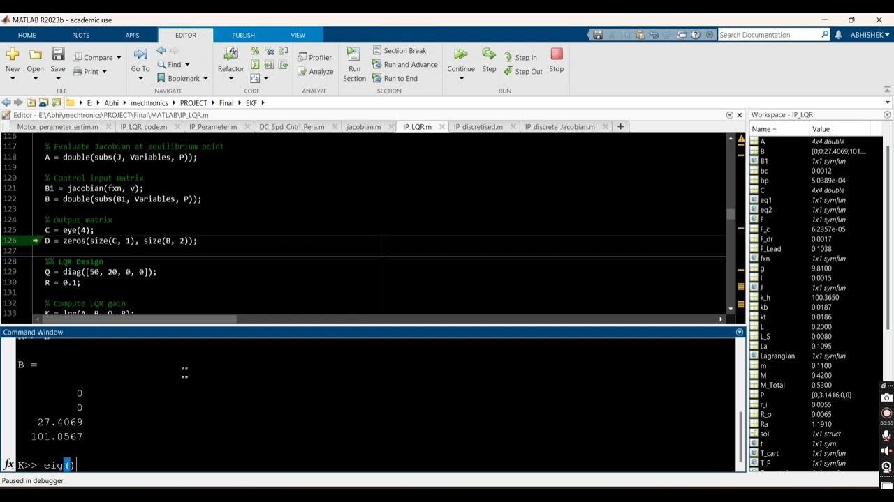 How to Control an Inverted Pendulum on a Cart Using LQR in MATLAB - YouTube