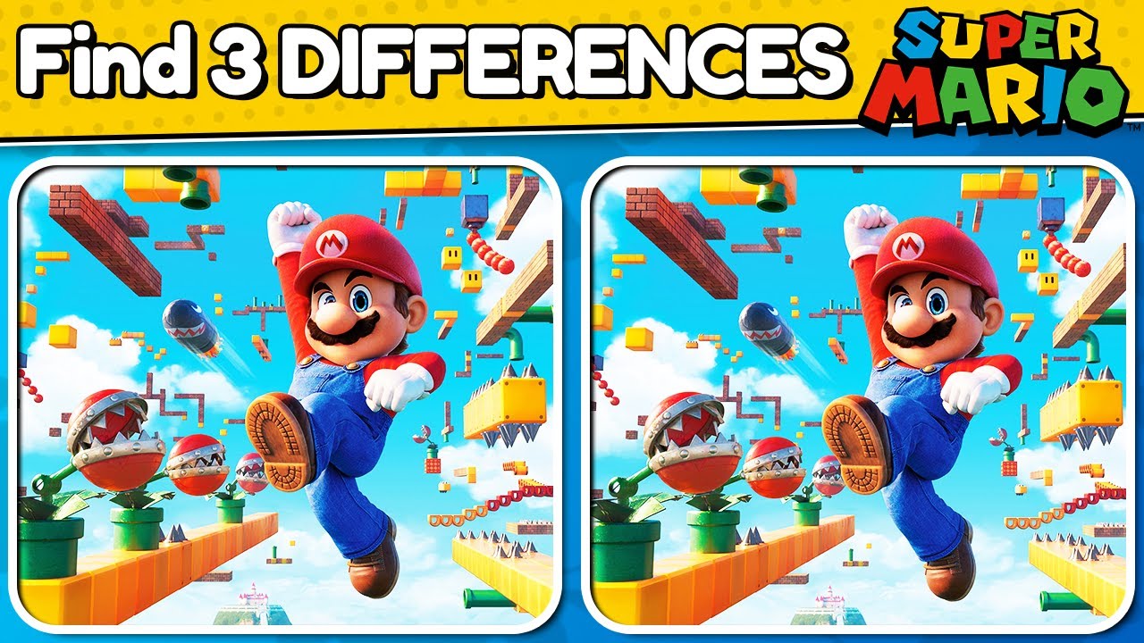 Spot the Differences #11 MEDIUM/HARD 🍄 Super Mario Edition 🍄 Find 3 ...