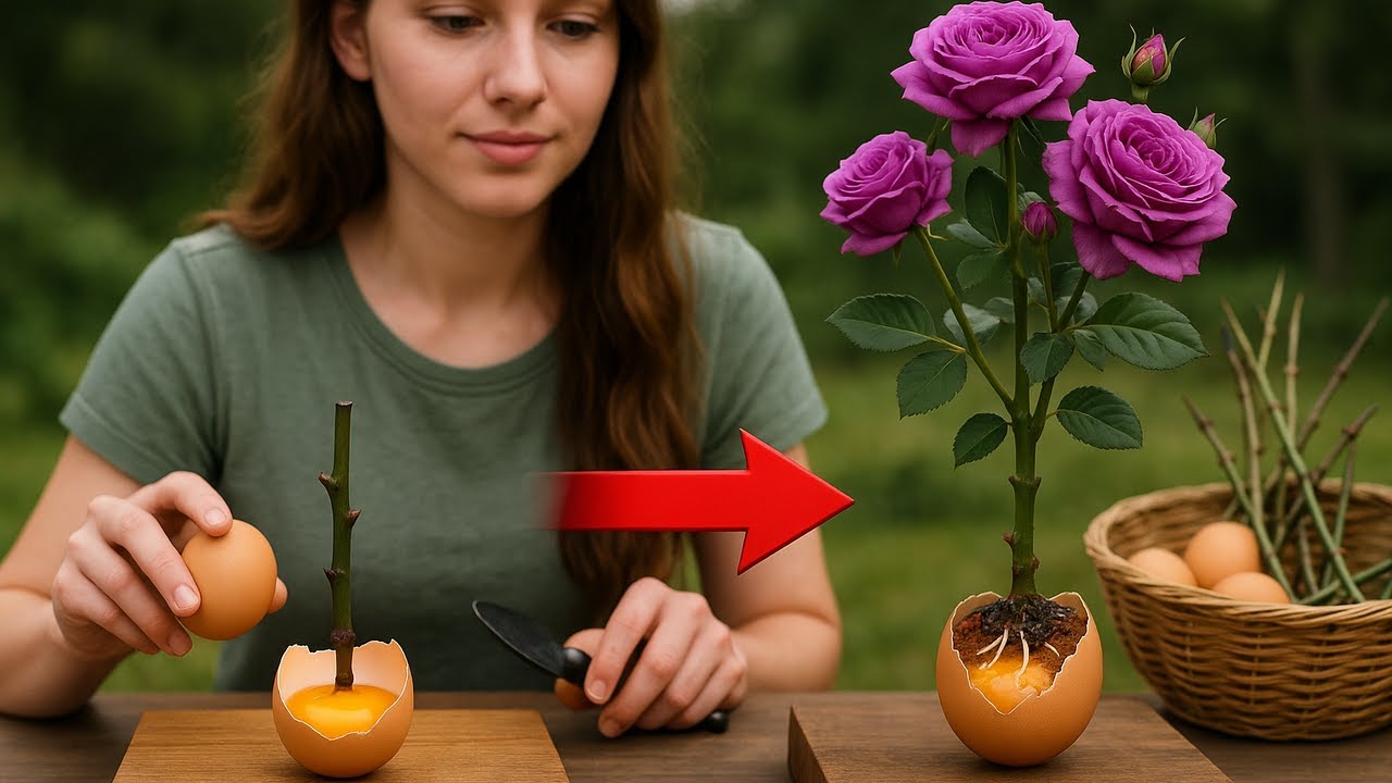 Just 1 egg! Rose branch suddenly grows 900% roots and grows vigorously ...