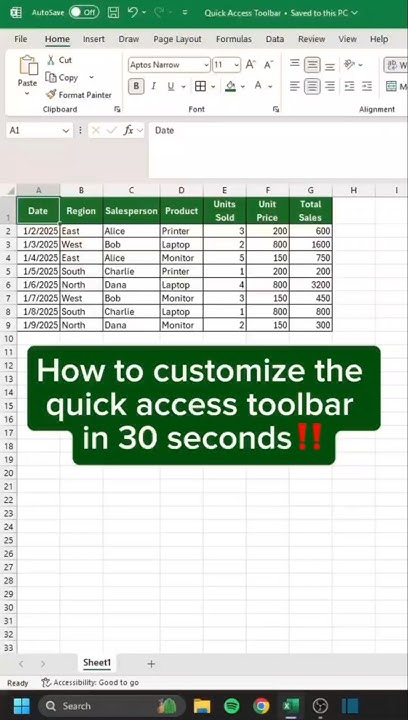 How To Learn Excel ll Advance Excel ll Quick Access Tool Bar In Excel ll #excel #spreadsheets # ...