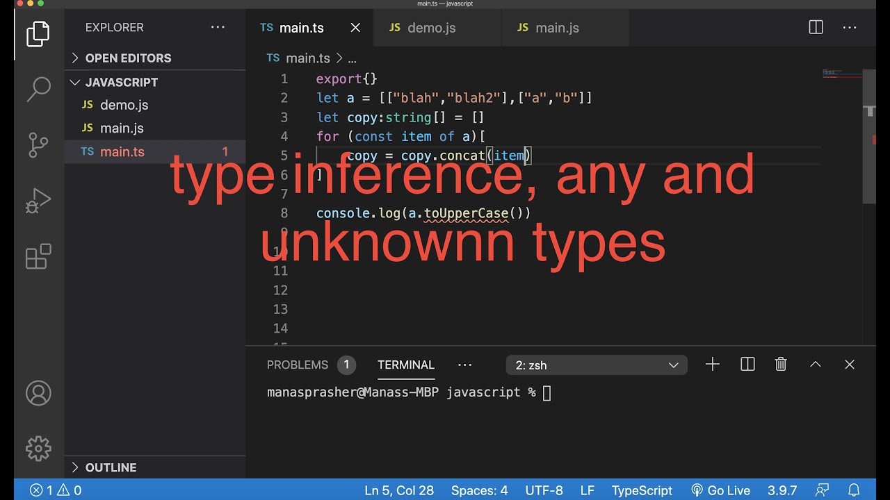 Typescript series episode 5 | Explaining type inference, any and ...