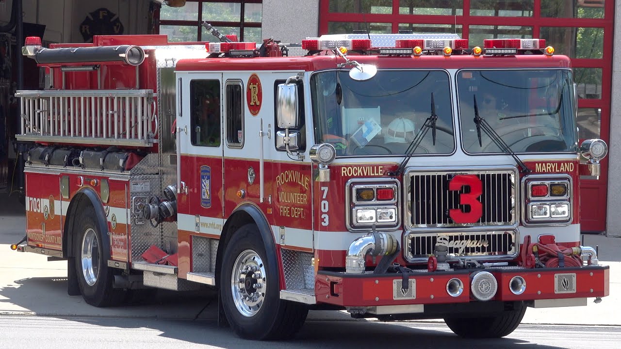 Rockville Volunteer Fire Department Engine 703 & Tower 703 Proceeding ...