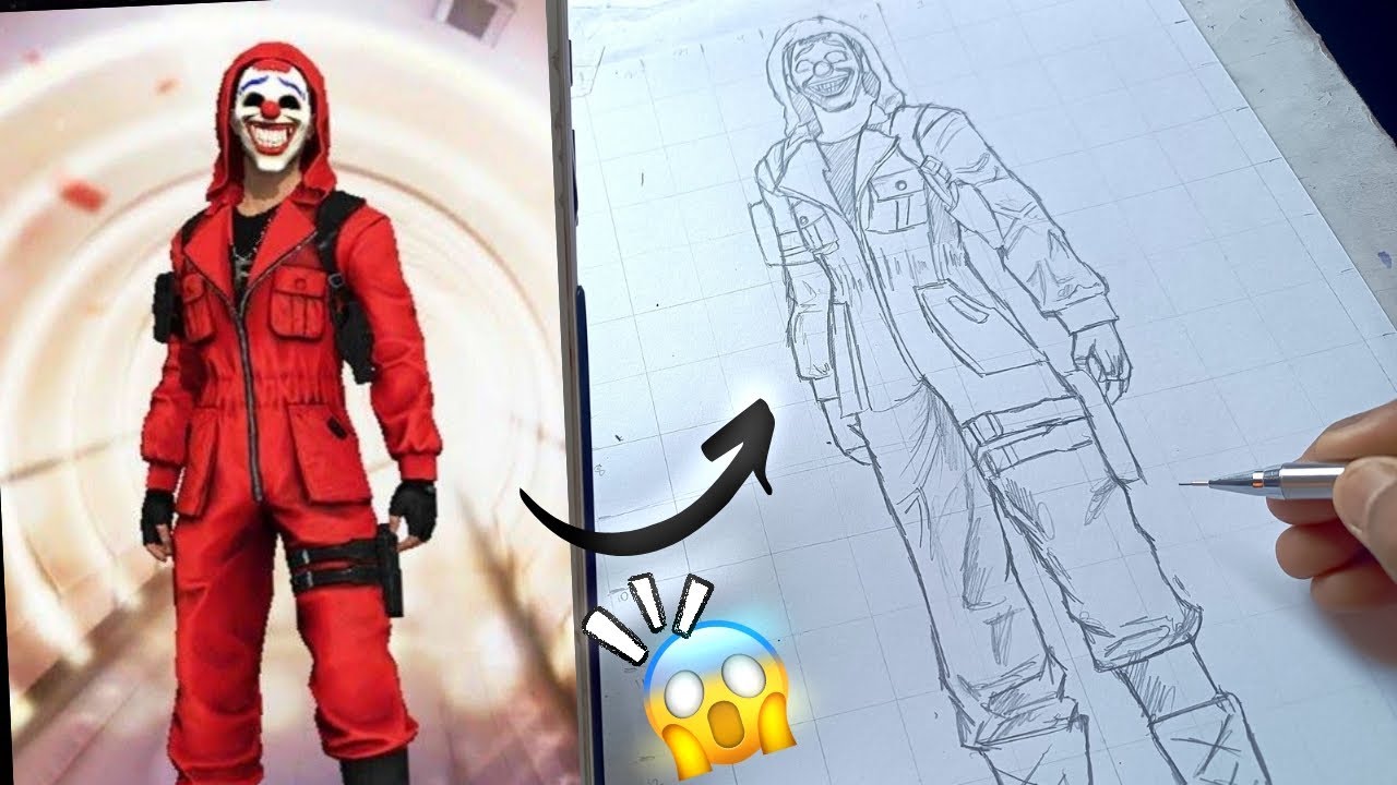 FREE FIRE RED CRIMINAL DRAWING // DRAWING RED CRIMINAL// FREE FIRE ...
