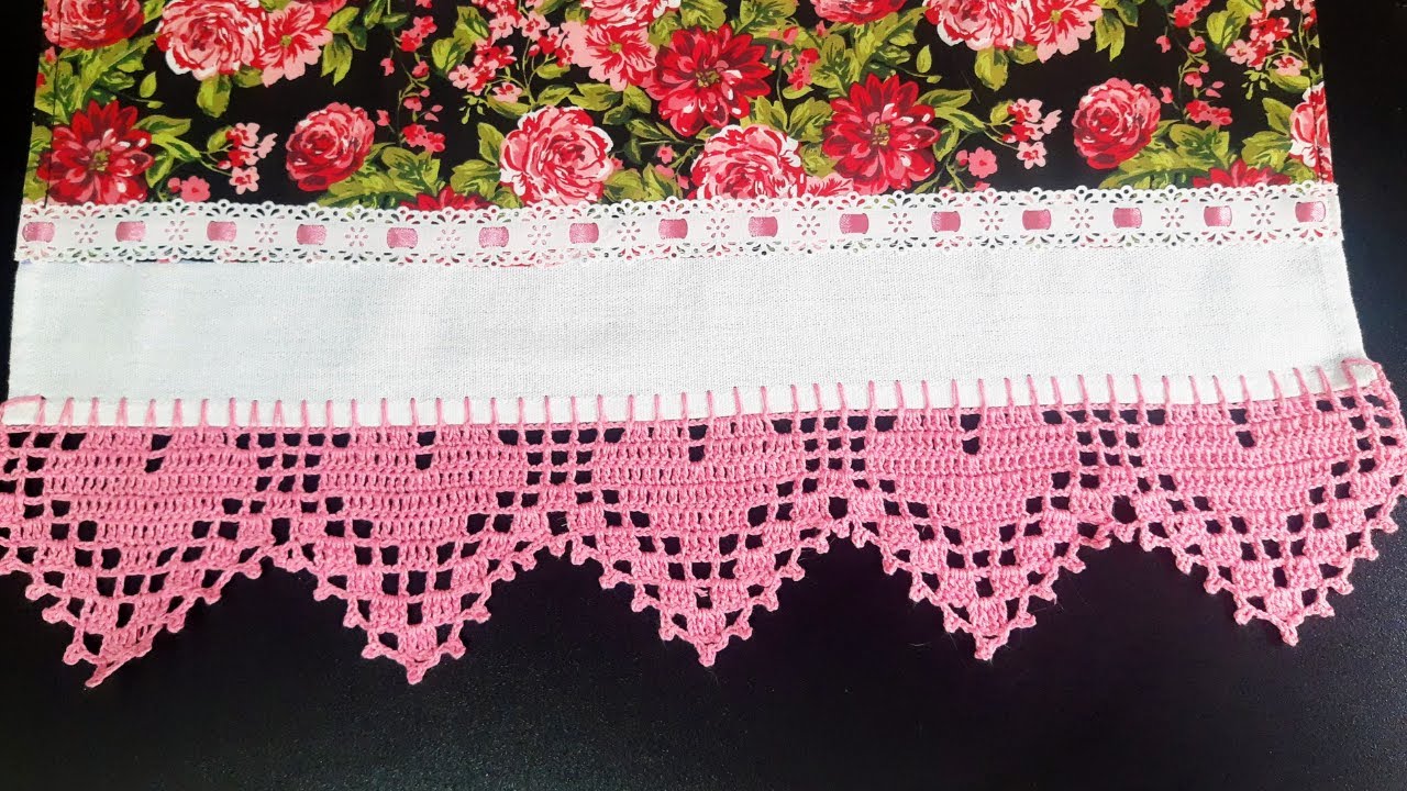 #02/23 RH 💕 BARRADO DE CROCHÊ PARA PANO DE PRATO FÁCIL RÁPIDO E ...