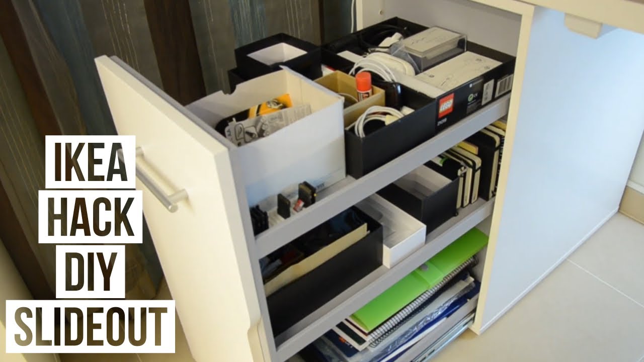 Office Desk Ikea ALEX Hack | DIY Slideout - YouTube
