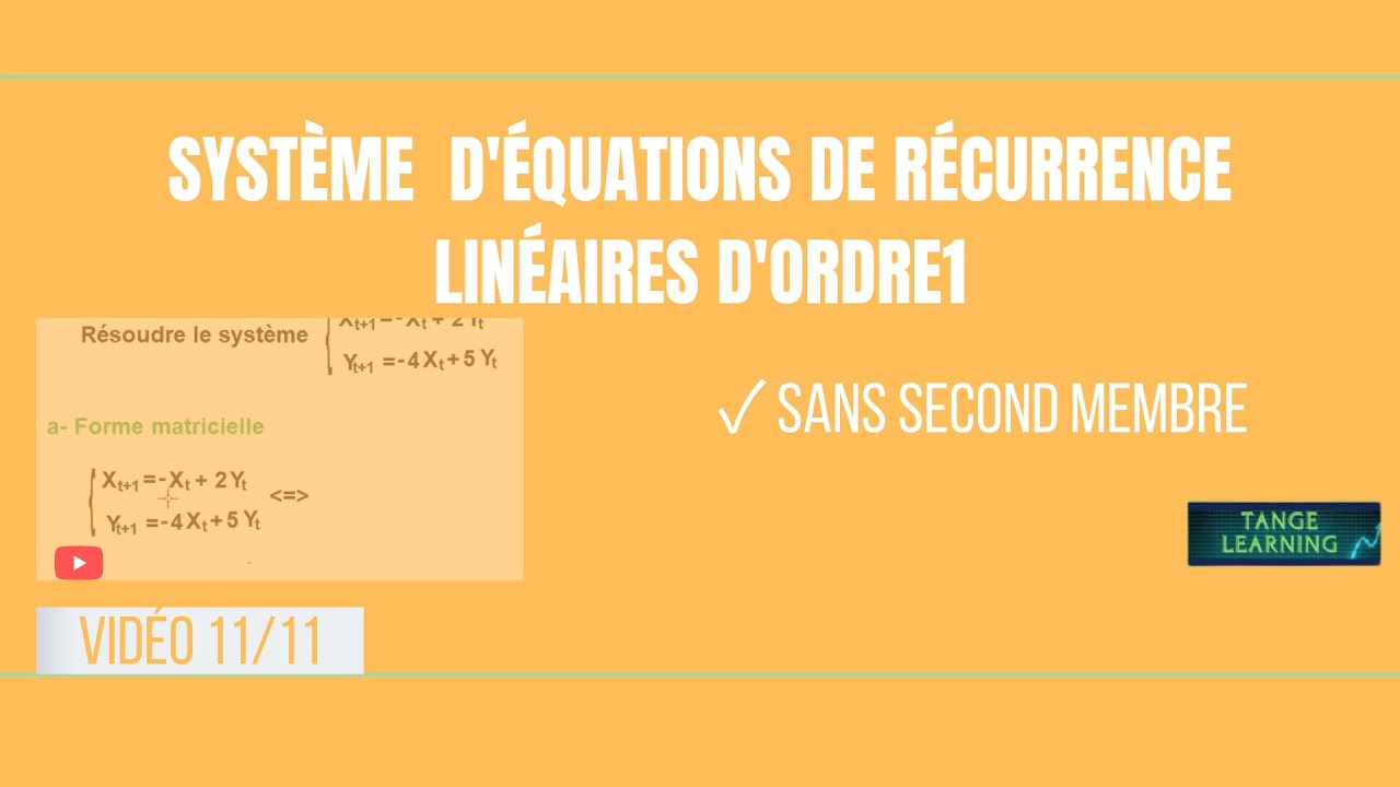 Comment résoudre un système d'équations de récurrence linéaire d'ordre1 ...