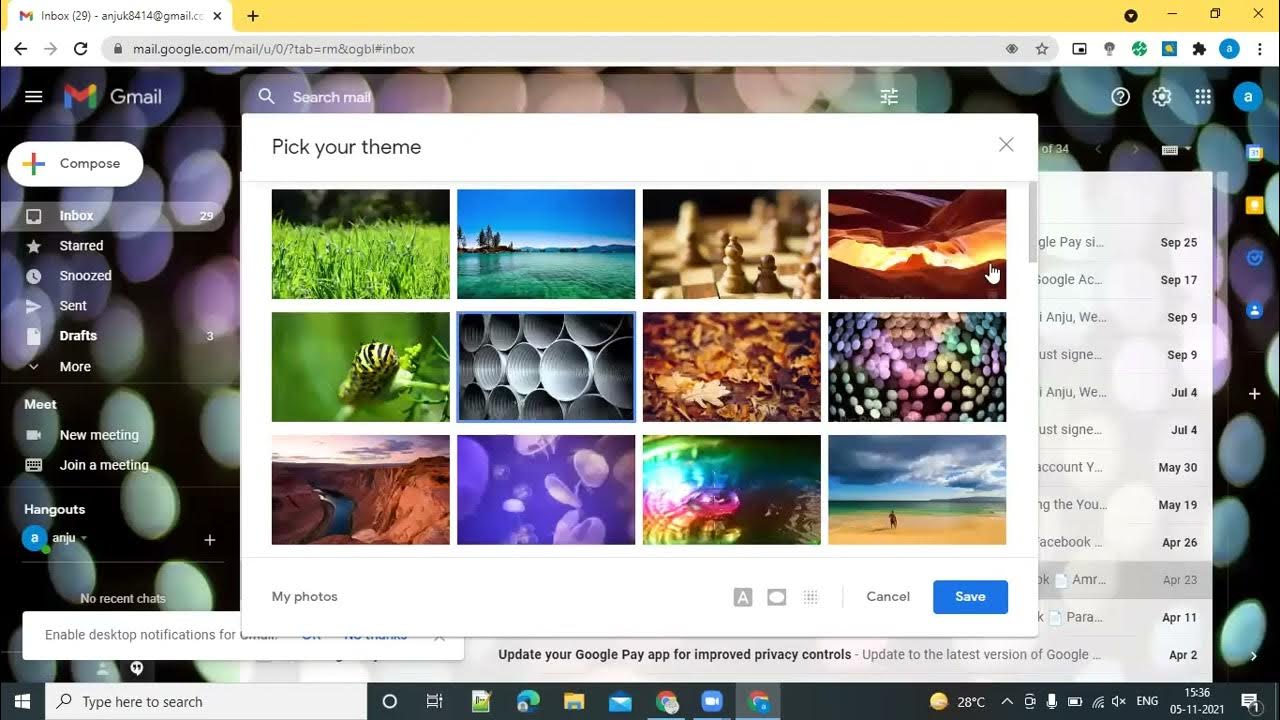 Change Your Gmail Inbox Themes Google Mail themes - YouTube