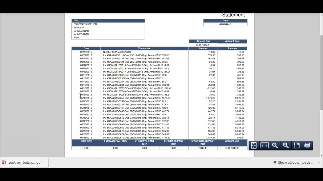 Odoo Partner Balance With Aging Analysis Report - YouTube
