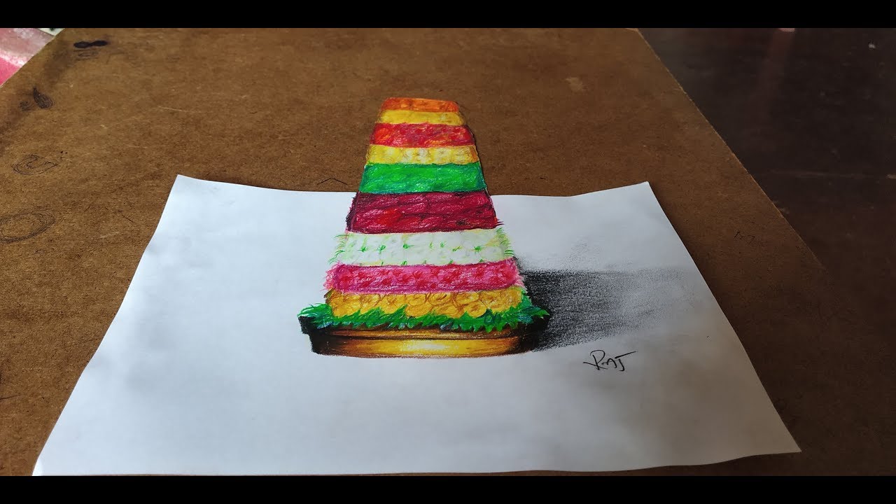 Bathukamma 3D Drawing with Colour Pencils | Timelapse Drawing ...