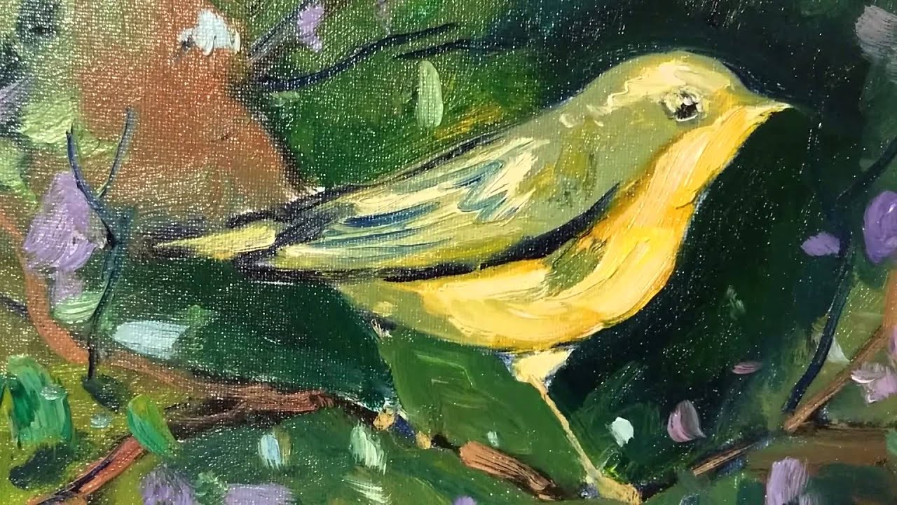 Impressionist Oil Painting of a Little Bird - Finch Oil Painting by ...