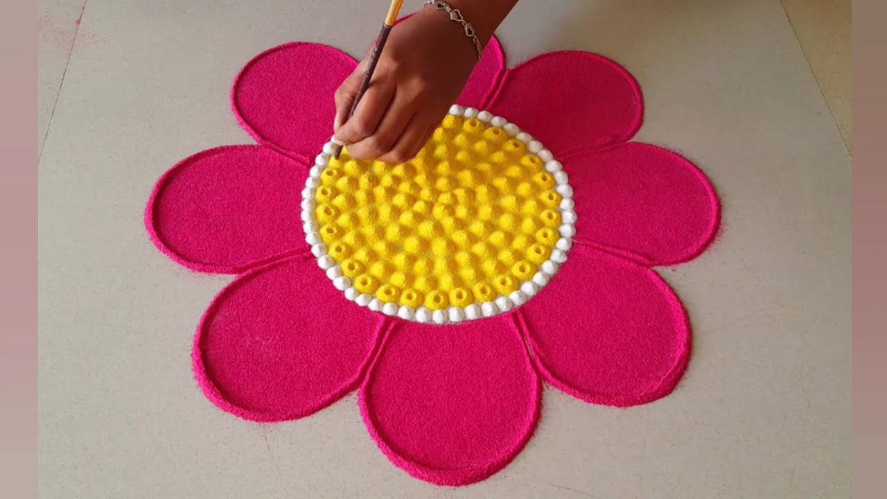 Easy Simple Creative Diwali Rangoli Design || Vasubaras Rangoli design ...