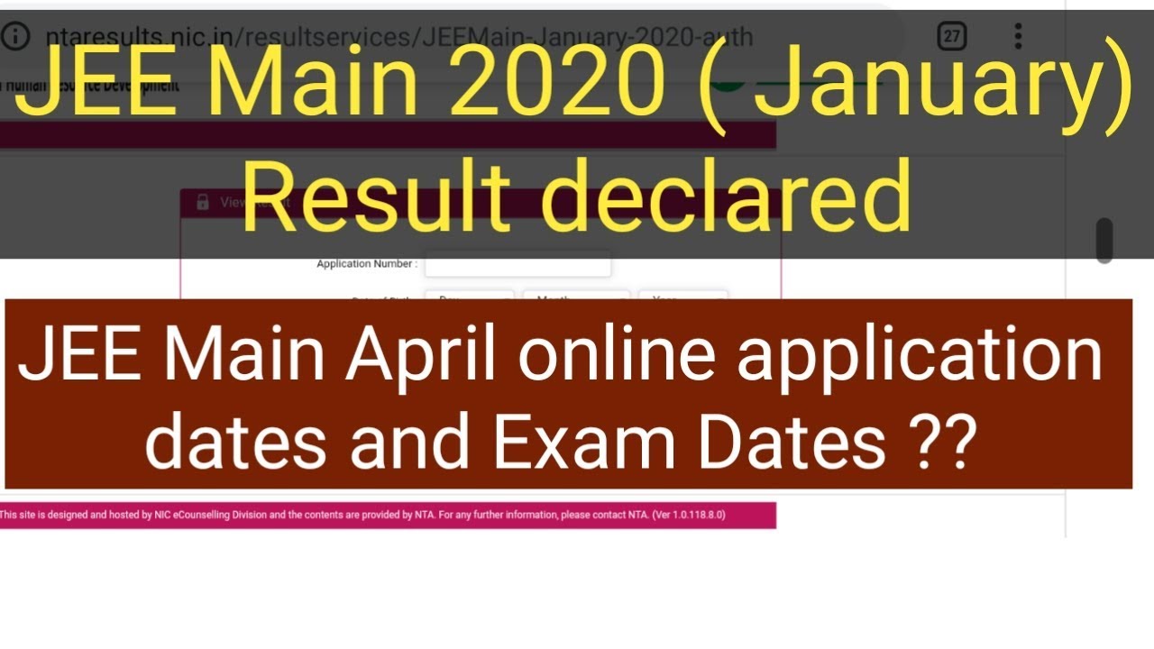 January session JEE main result out April session dates released|NTA ...