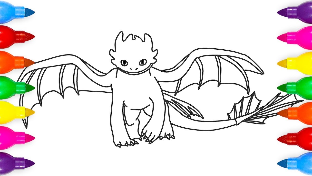 How to Train Your Dragon Movie Night Fury Toothless Coloring Page - YouTube