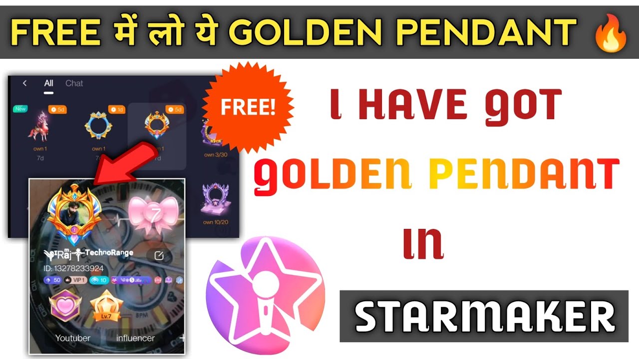 golden pendant recieved free in starmaker | how to get free golden ...