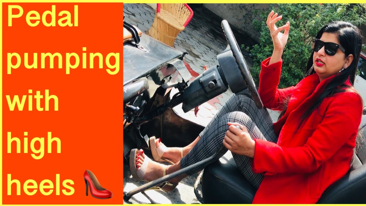 Pedal pumping with high heels 👠 | new heels 👠 testing drive with manual ...