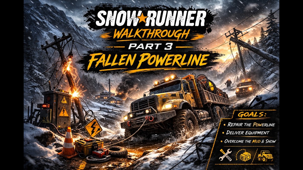 SNOWRUNNER Gameplay Walkthrough Part 3 - Fallen Powerline - YouTube