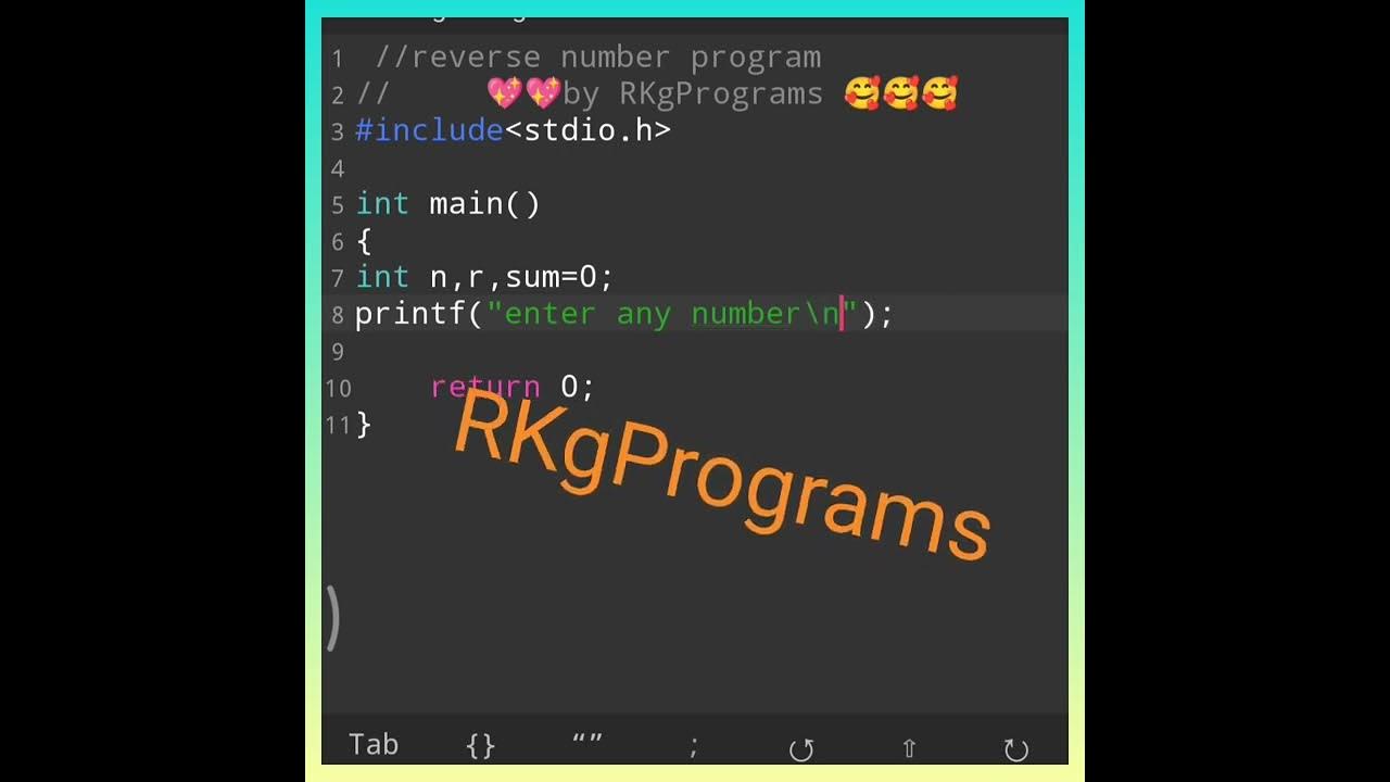 Reverse number program in C language 🥰#cprogramming #RKgPrograms - YouTube