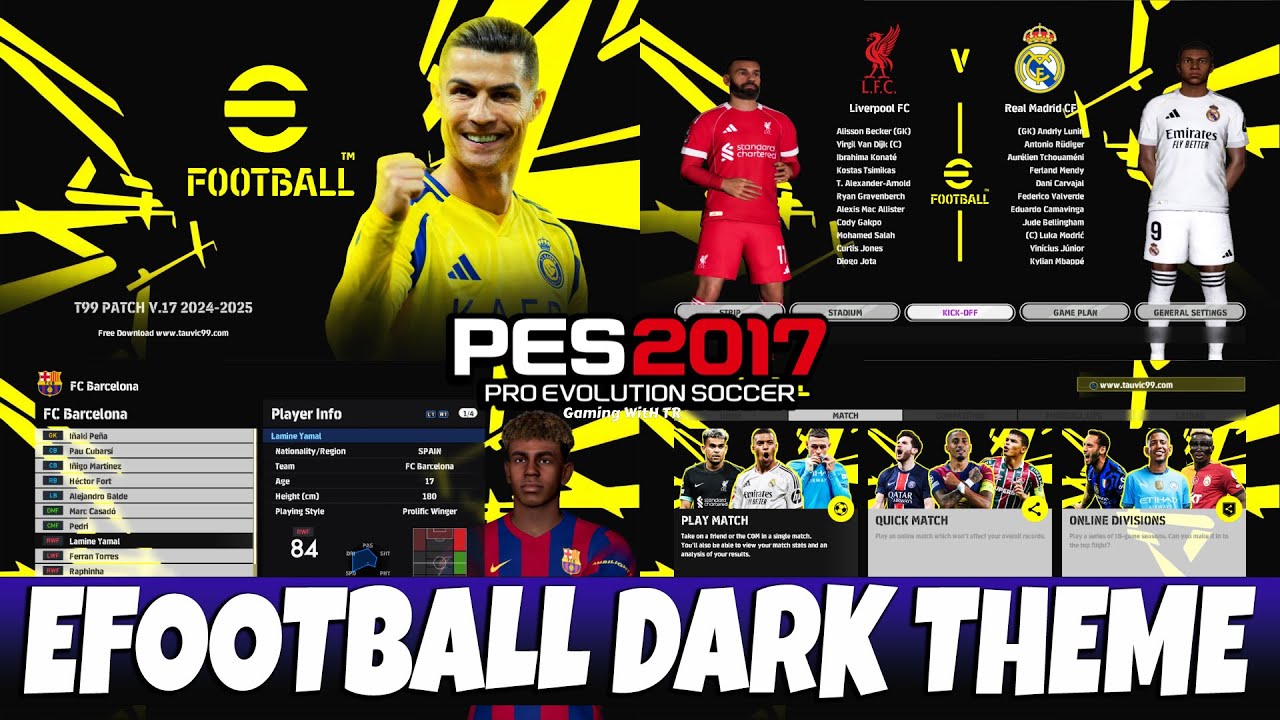 PES 2017 NEW EFOOTBALL DARK THEME UPDATE 2025 - YouTube