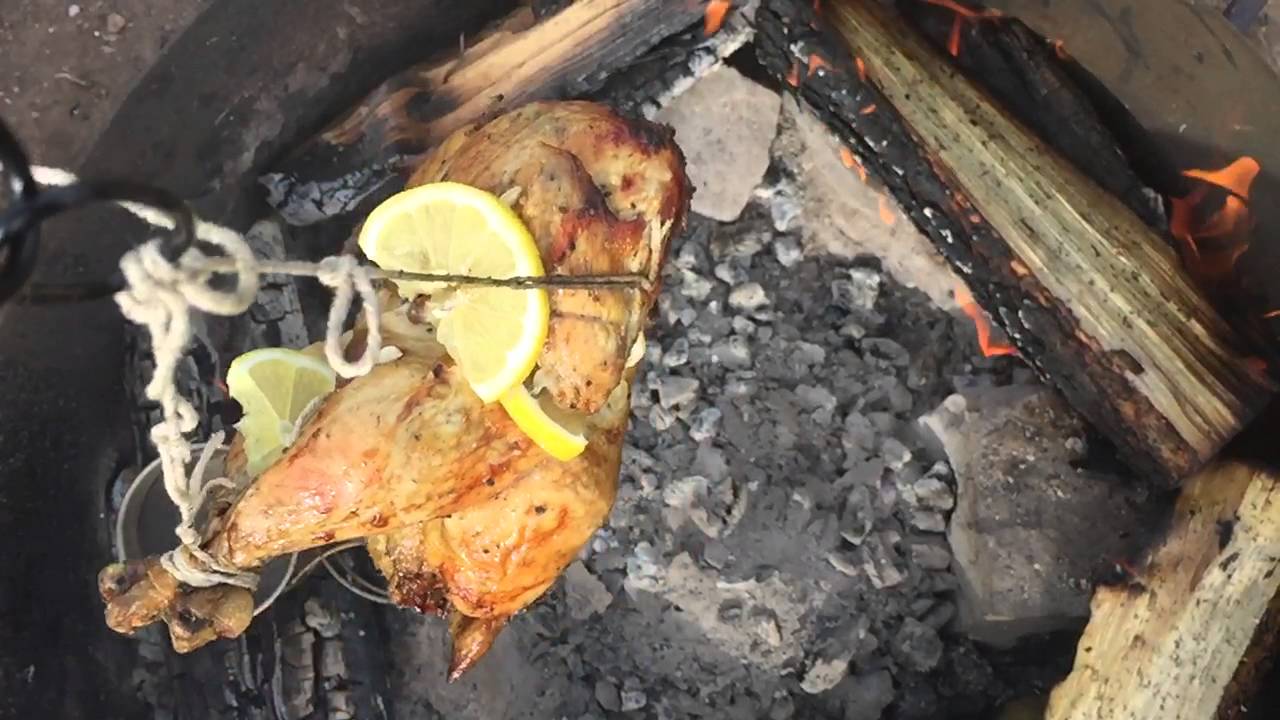 Get Up & Get Out Cooking Hanging Chicken on a String - YouTube