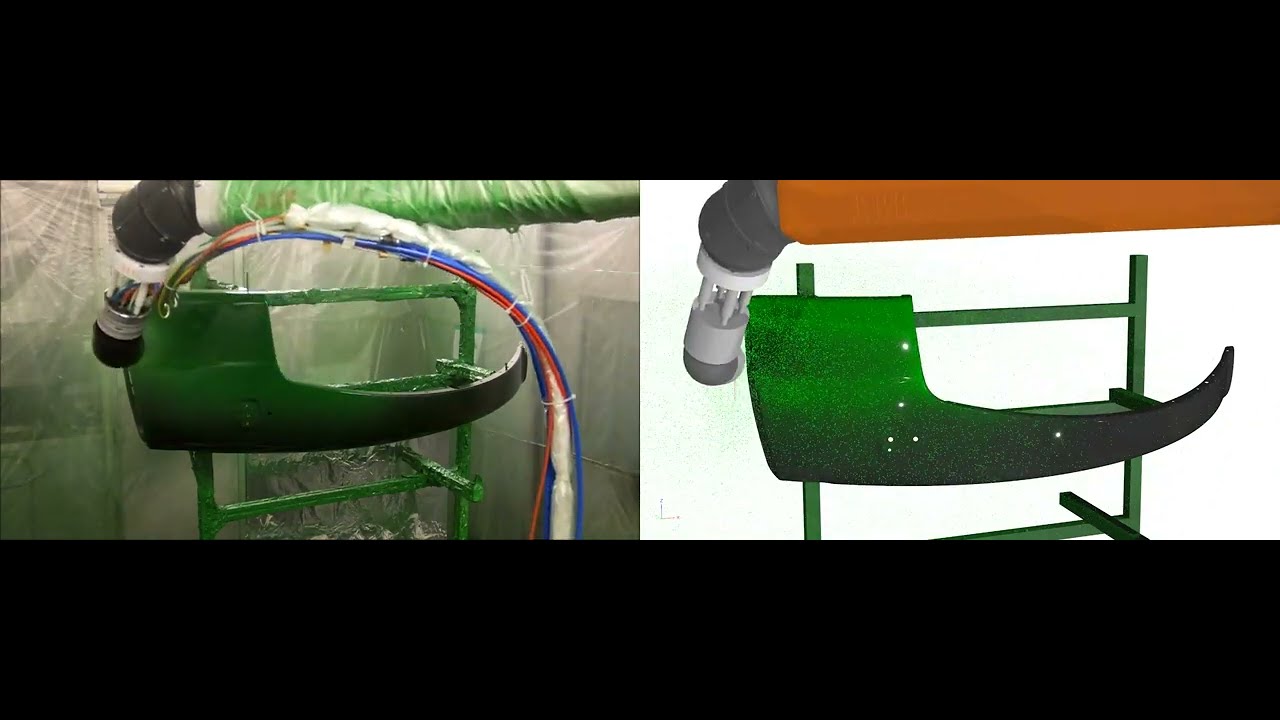 Real world spray painting vs. IPS simulation - YouTube