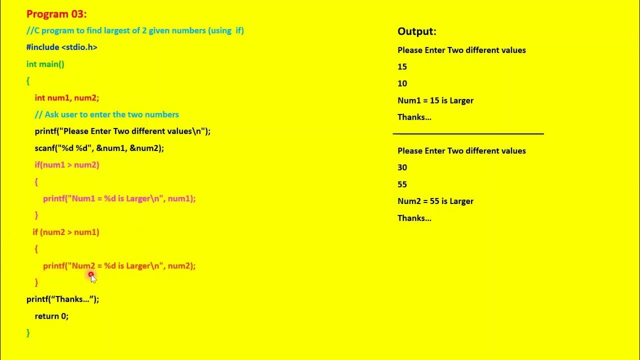 Program 3 - C Program to find largest of 2 given numbers - Using ...