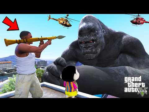 Franklin Trying To Catch King Kong in Los Santos GTA 5 | SHINCHAN and CHOP