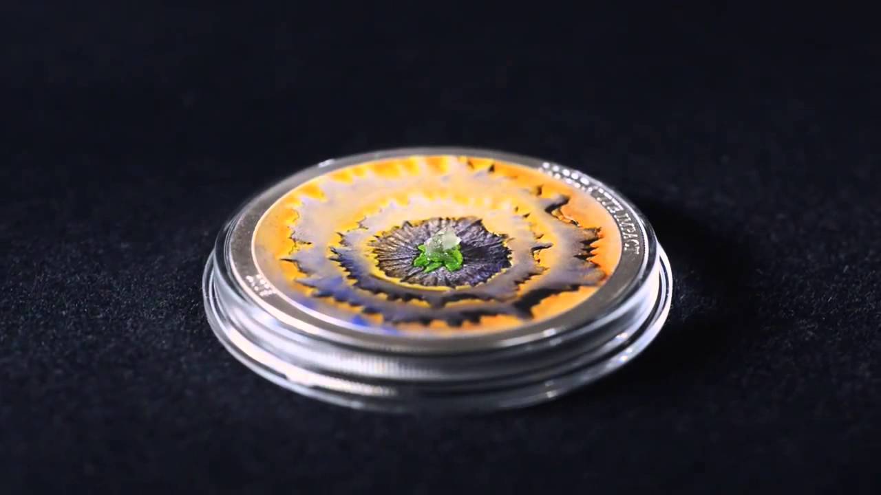 Cook Islands 2014 $5 Moldavite Meteorite Impact 1 Oz Silver Proof Coin ...