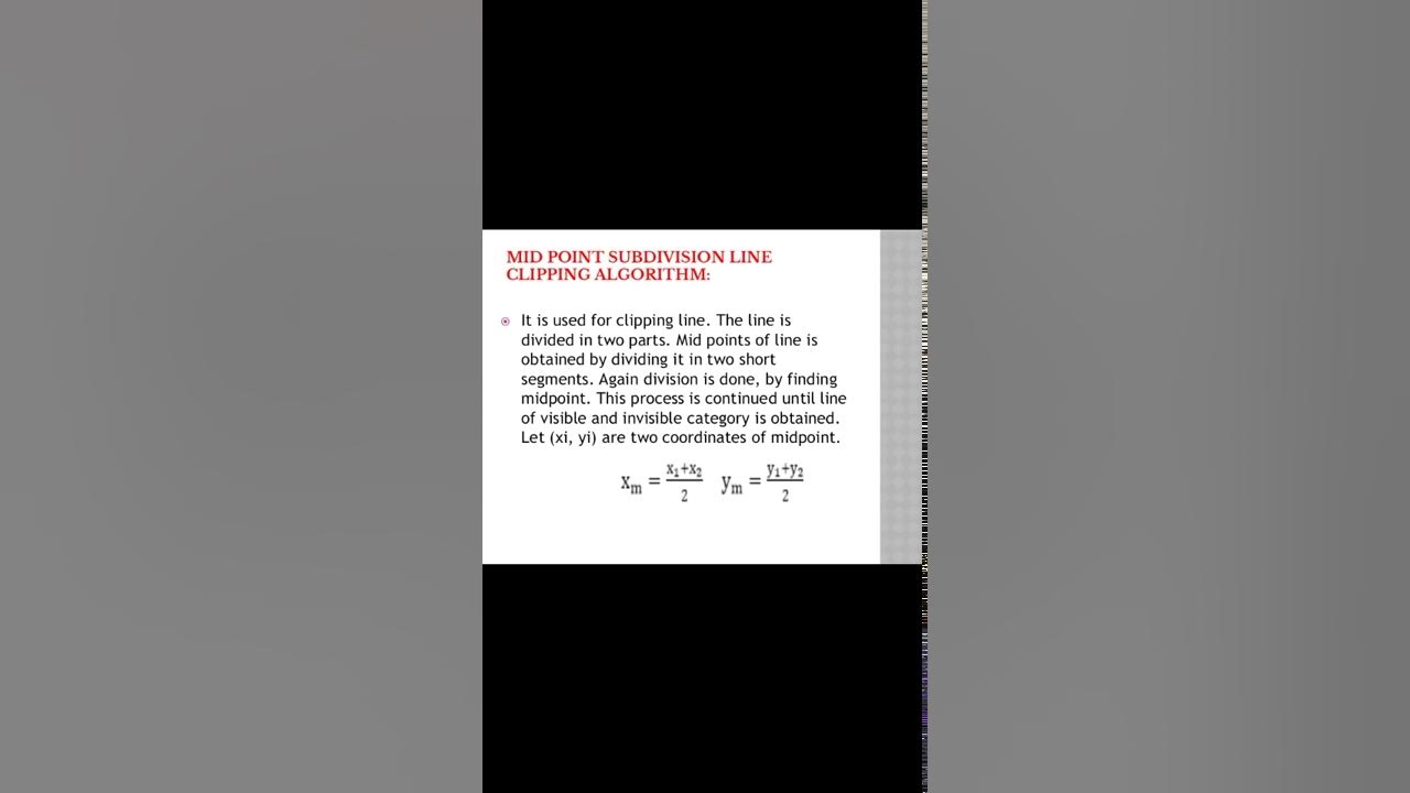 Midpoint Subdivision Line Clipping algorithm - YouTube
