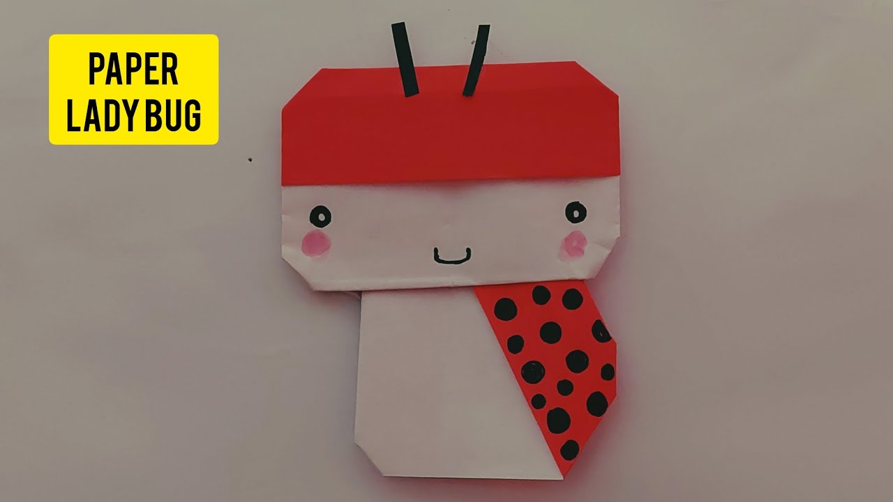 How To Make Paper Lady Bug / Easy Paper Craft / Origami ladybug - YouTube