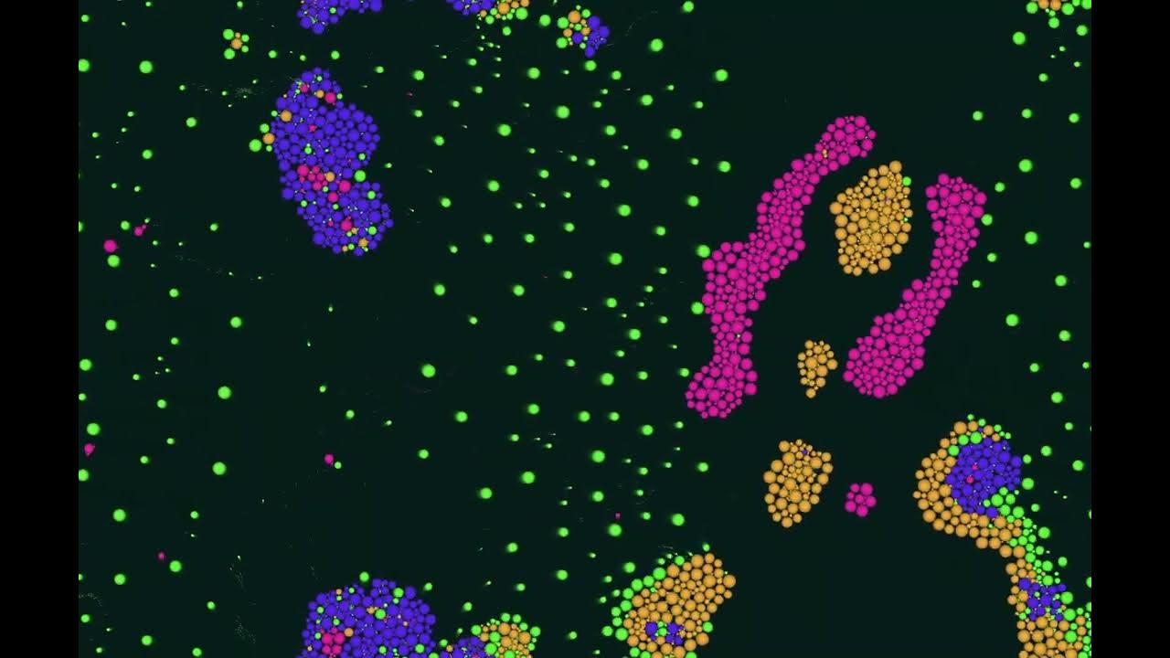 Ambient procedural noise + random particle life simulation - YouTube