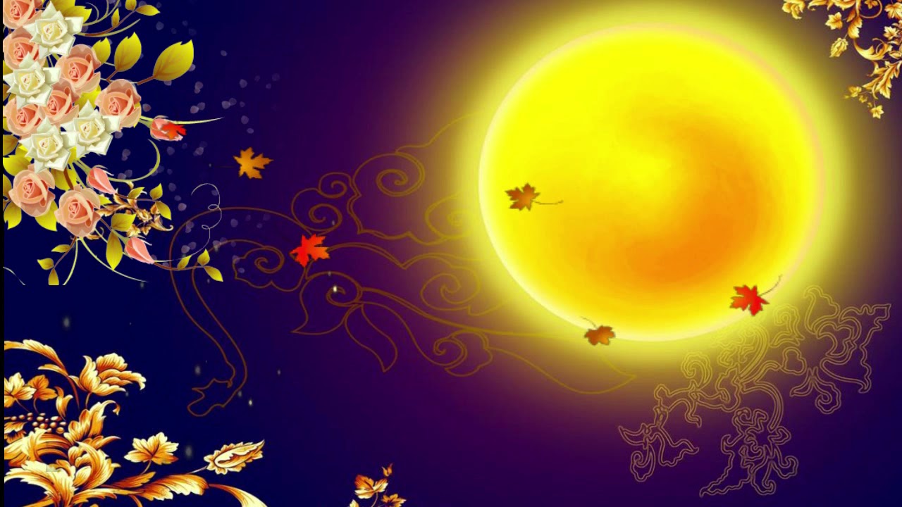 Mid Autumn Festival Full Moon Falling Leaves Golden Wedding HD ...