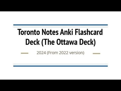Introduction to Toronto Notes (The Ottawa Deck) Medicine Book Anki Deck ...