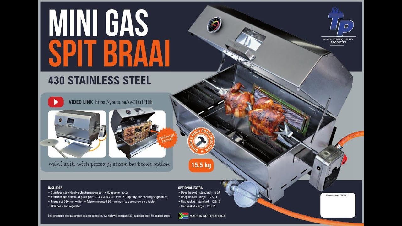 GAS ROTISSERIE - MINI SPIT, with Pizza and Steak barbecue option. - YouTube
