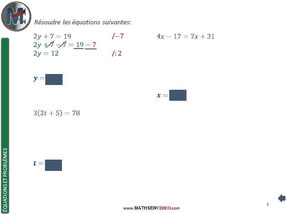 Exercice: Equations simples - YouTube