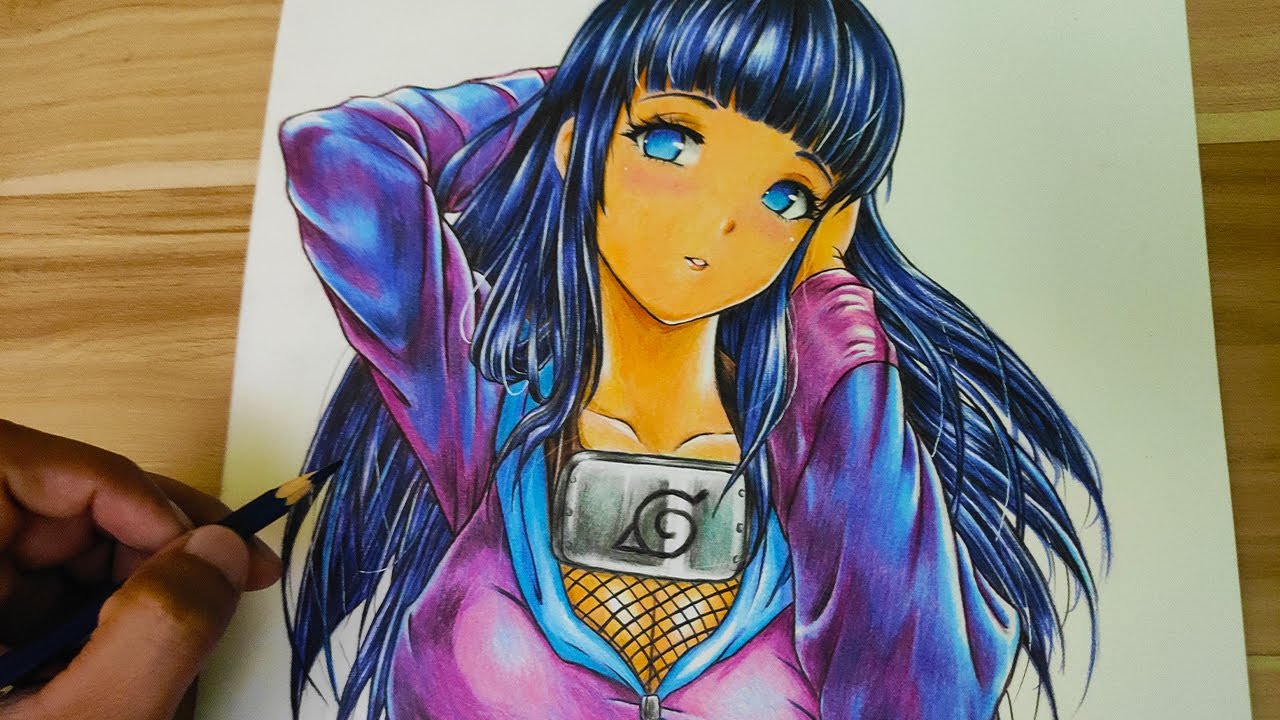 Drawing Hinata from Naruto Anime | Fan Art - YouTube