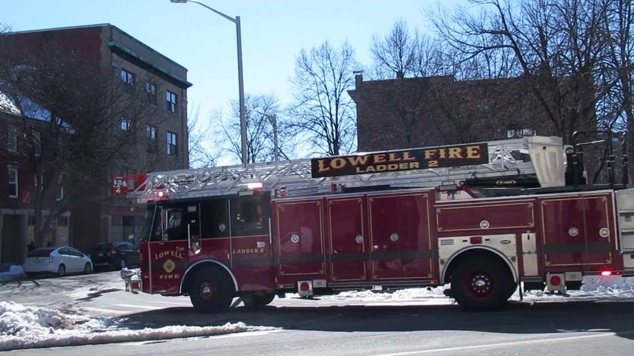 Lowell Ma Fire Dept Ladder 2 responding to a medical call - YouTube