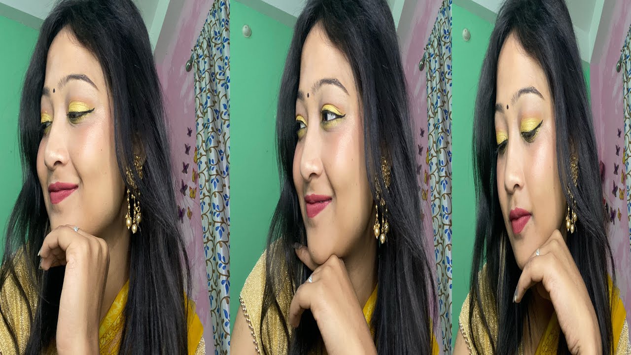#siliguri //yellow eye makeup tutorial 💛//#Ranjitadarnal// - YouTube