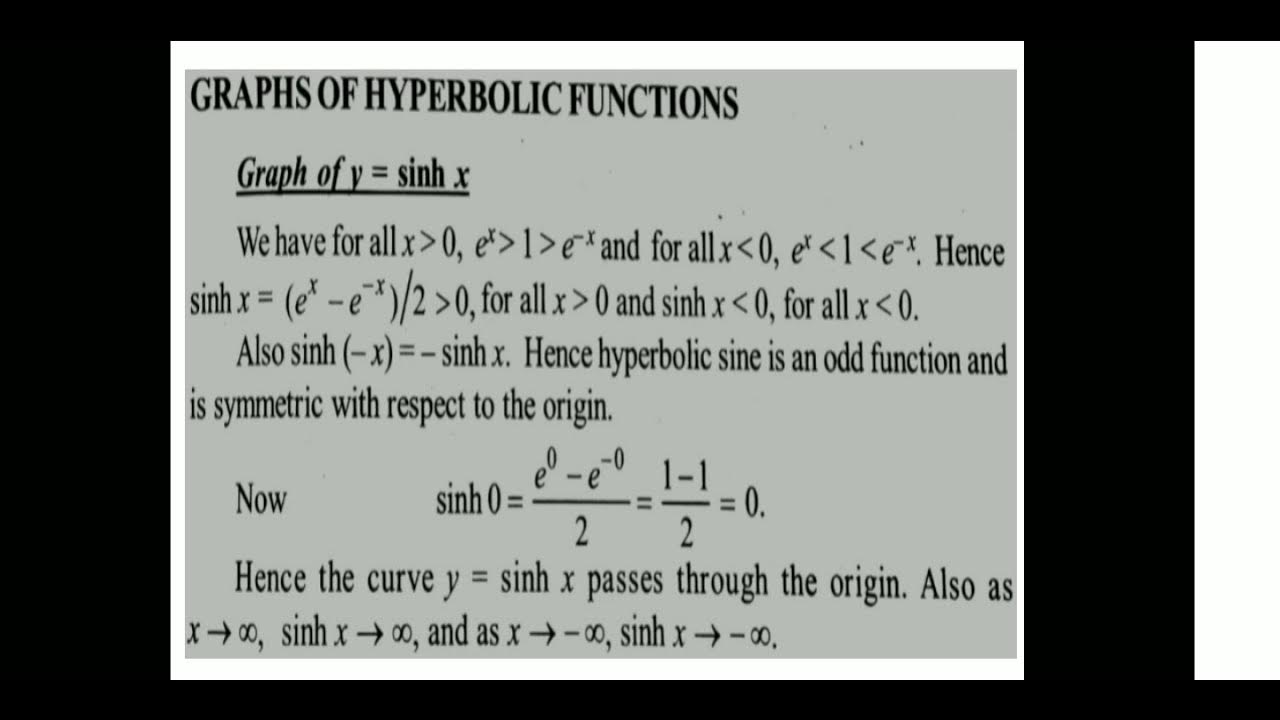 Graphs of Hyperbolic Functions|Second SEM UG|Calicut University ...
