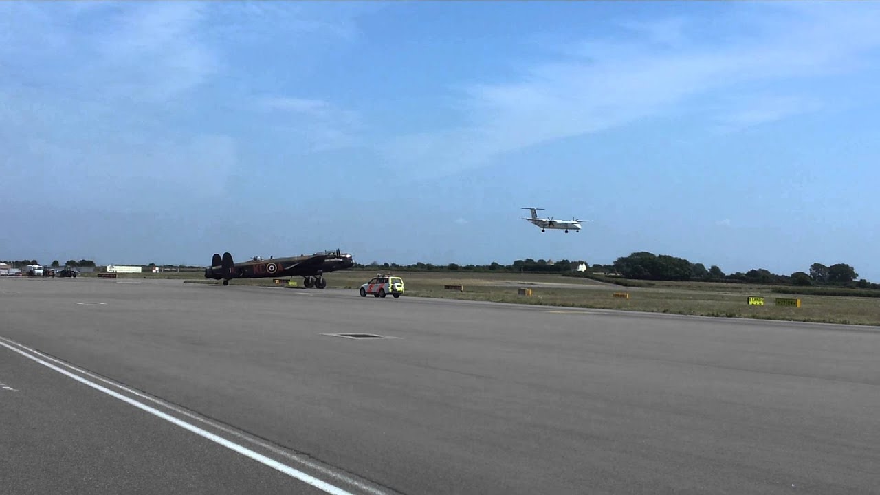 Lancaster at Bristol Airport for refuelling 13/7/1 - YouTube
