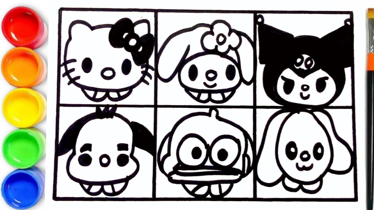 Sanrio Characters Drawing and Coloring | Drawing Hello Kitty, My Melody ...