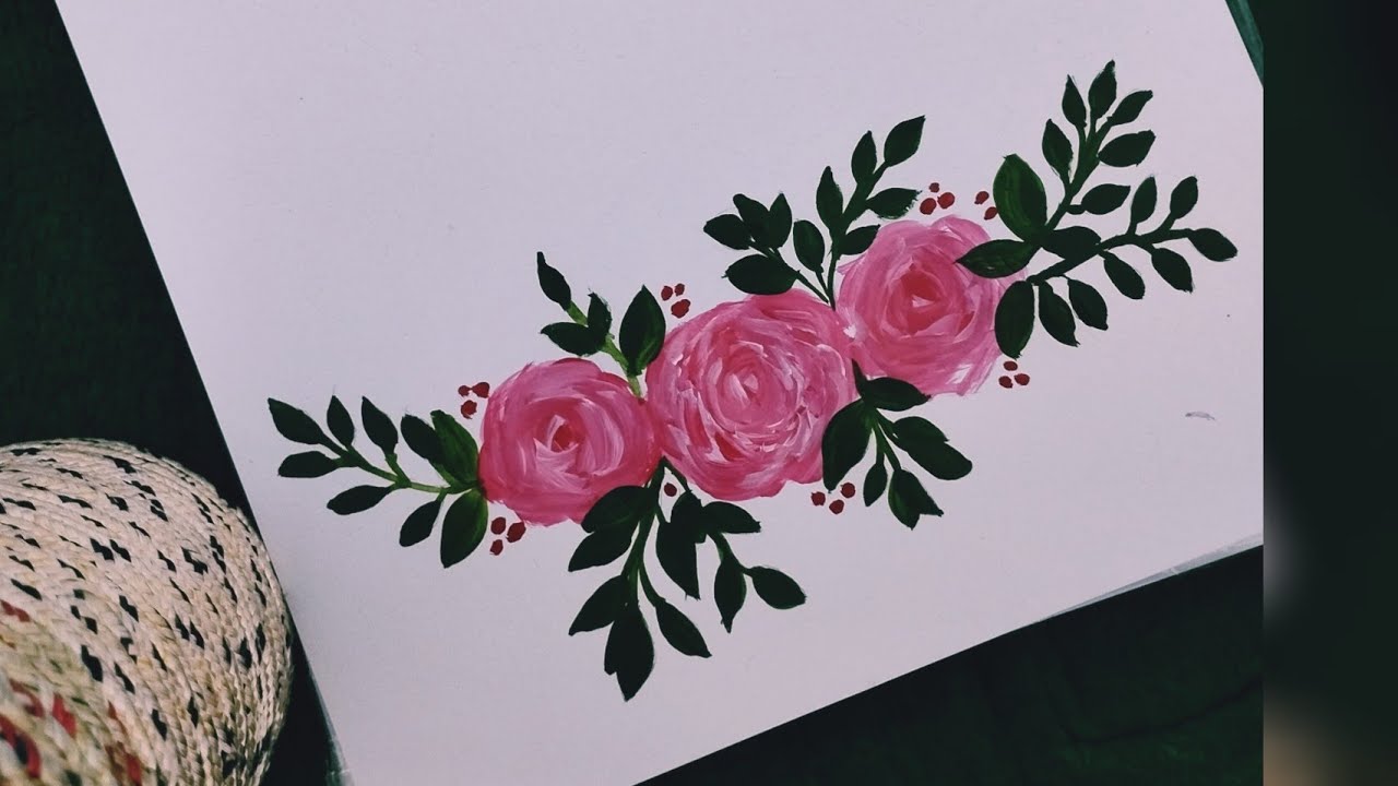 easy floral design🌺| for celbration cards - YouTube