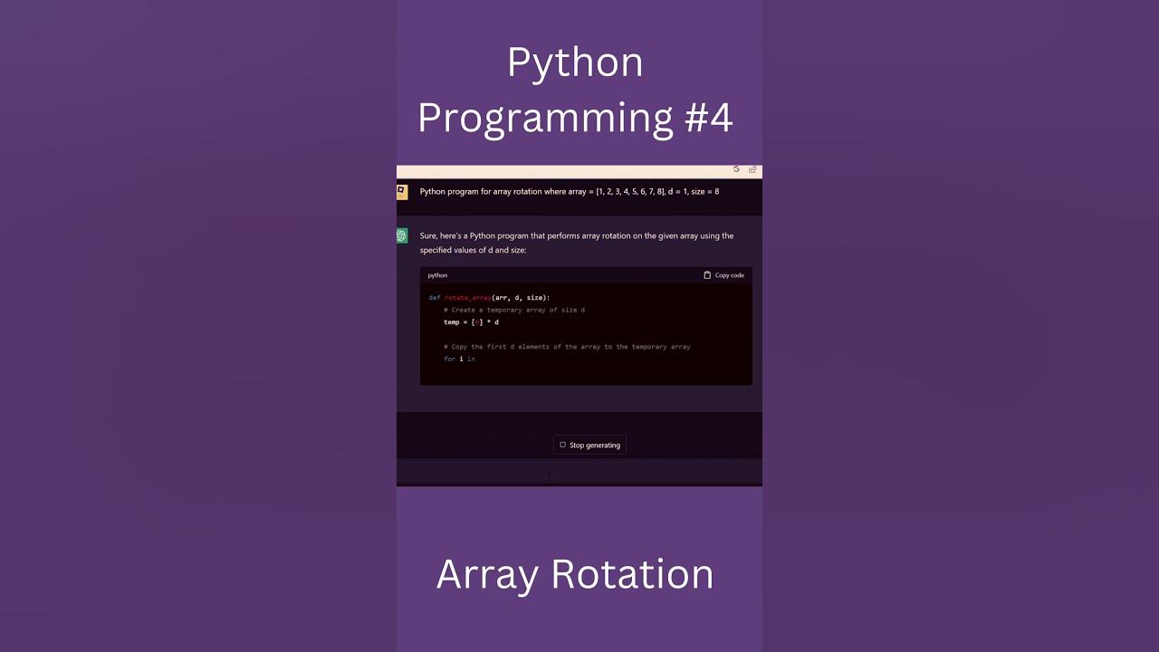 Python Programming 4 Array Rotation Python Coding Shorts Trending Chatgpt Development 