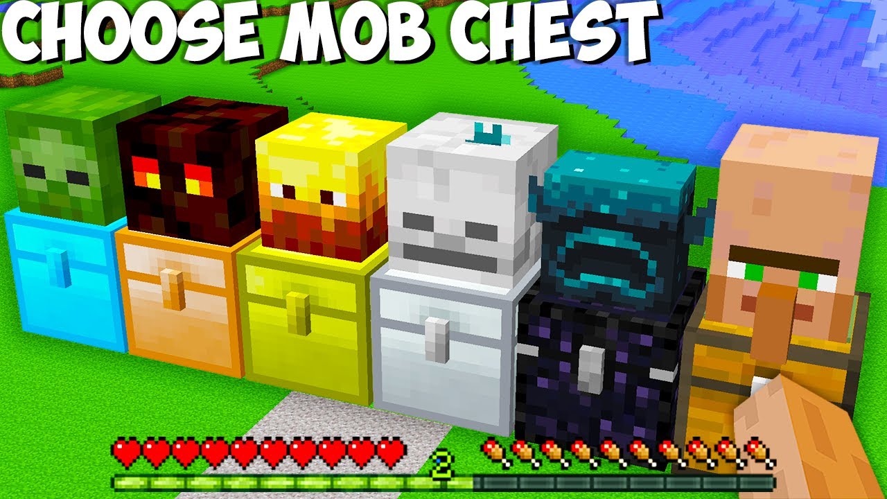 choose the GIANT MOB CHEST in Minecraft ! ZOMBIE CHEST vs VILLAGER ...