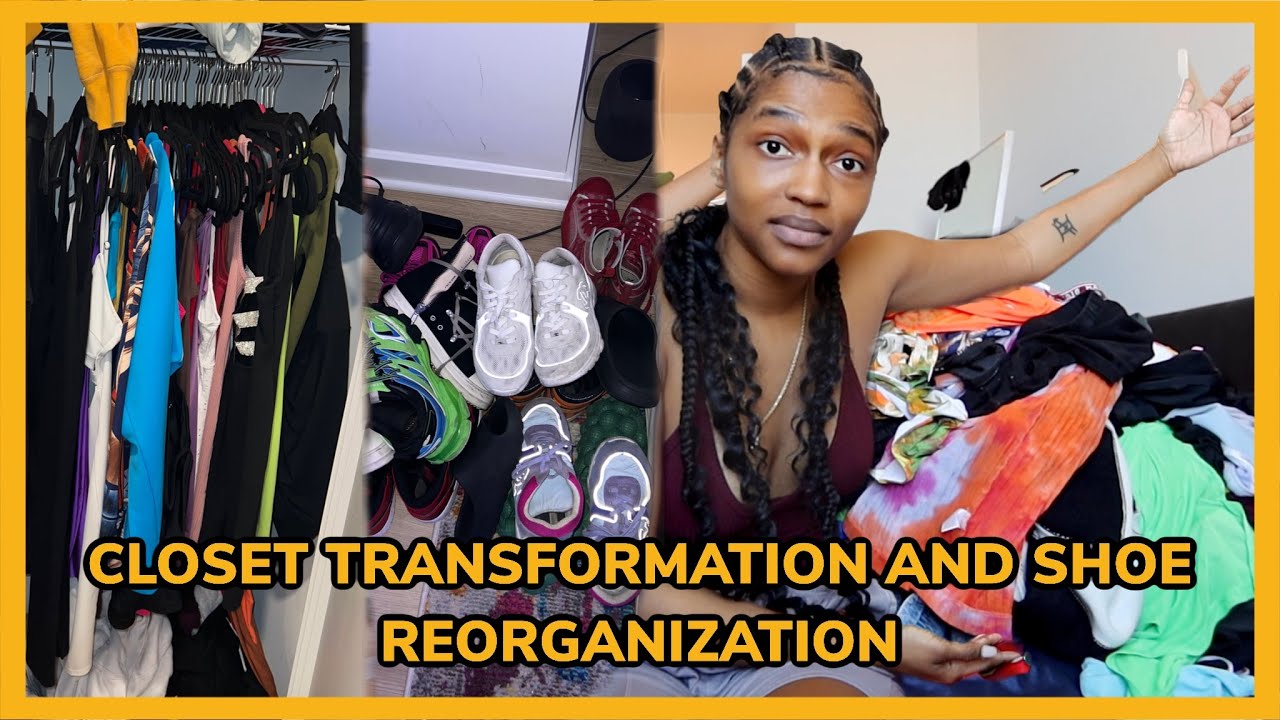Closet DECLUTTER + Shoe REORGANIZATION (it was a mess 😭) - YouTube